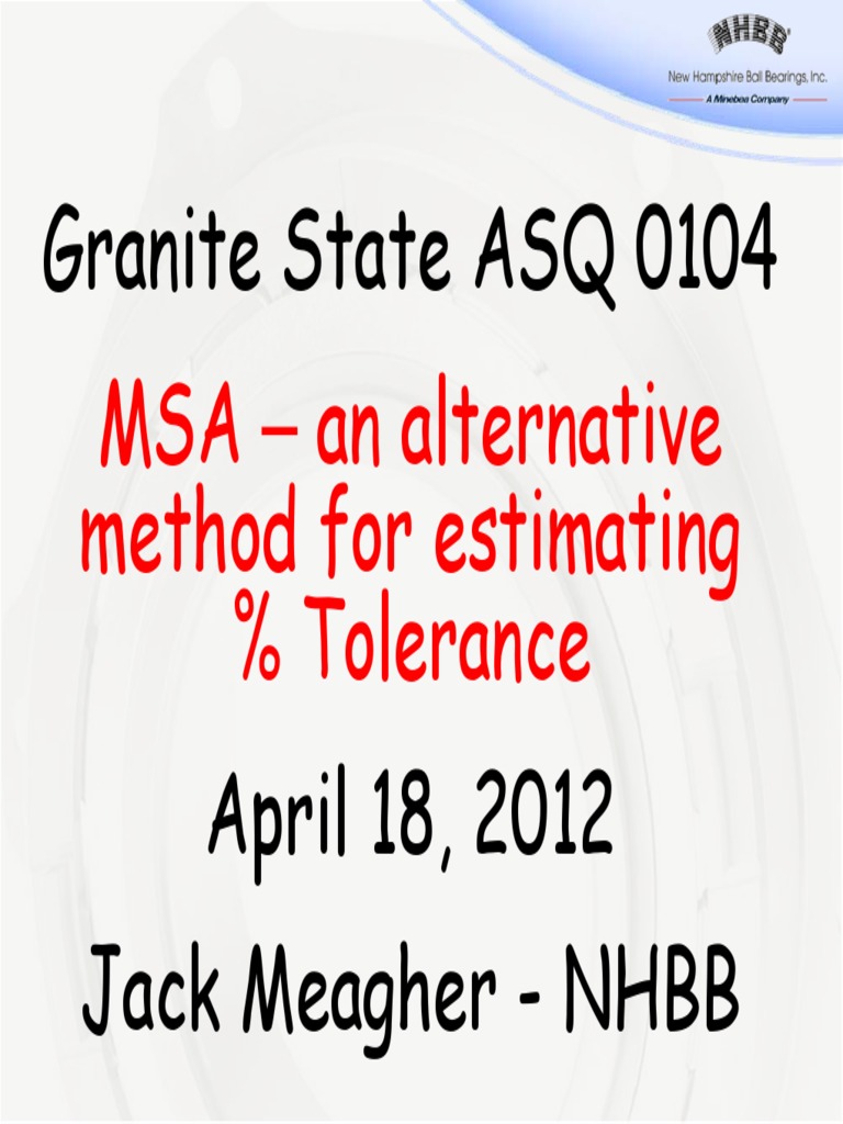 ASQ MSA An Alternative Method For Estimating Percentage Tolerance ...