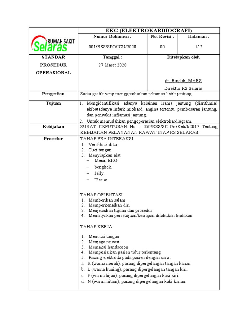 Spo Ekg (Elektrokardiografi) | PDF