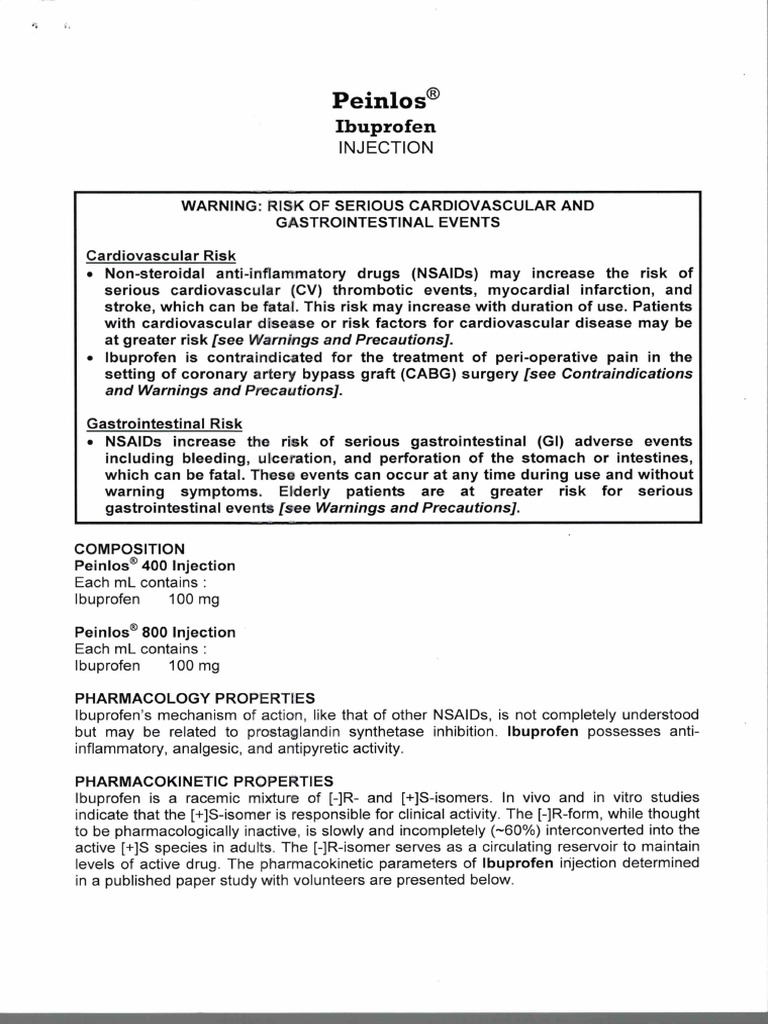 Peinlos Larutan Injeksi 100mg - Ibuprofen - DKL1831540543A1 - 2019 | PDF