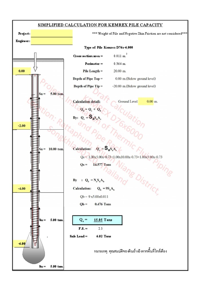 Simplified Pile Capacity Calculation: Determining the Safe Load of a ...