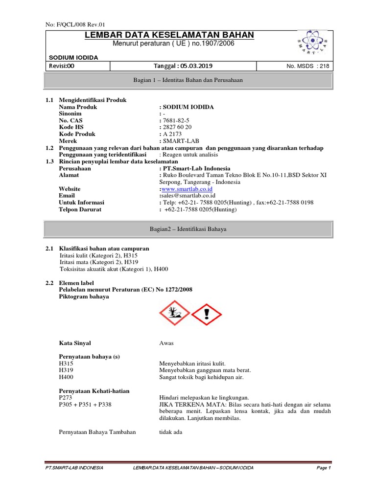 Msds Sodium Iodide (Indo) | PDF
