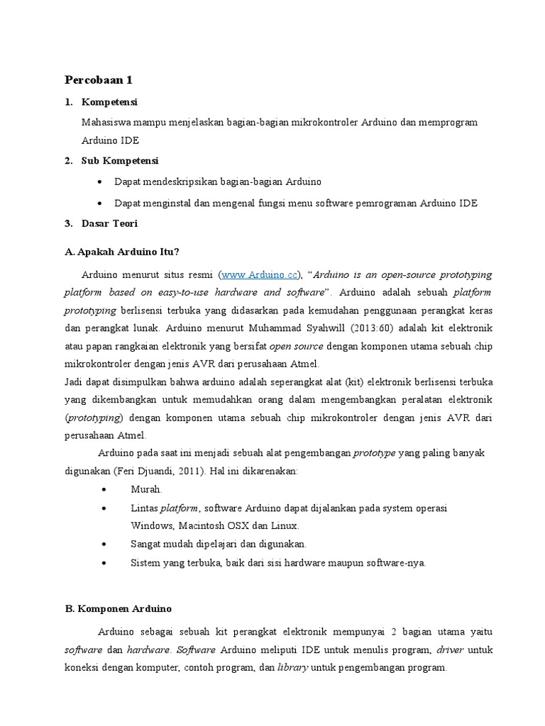 Labsheet 01 Arduino-Dikonversi | PDF