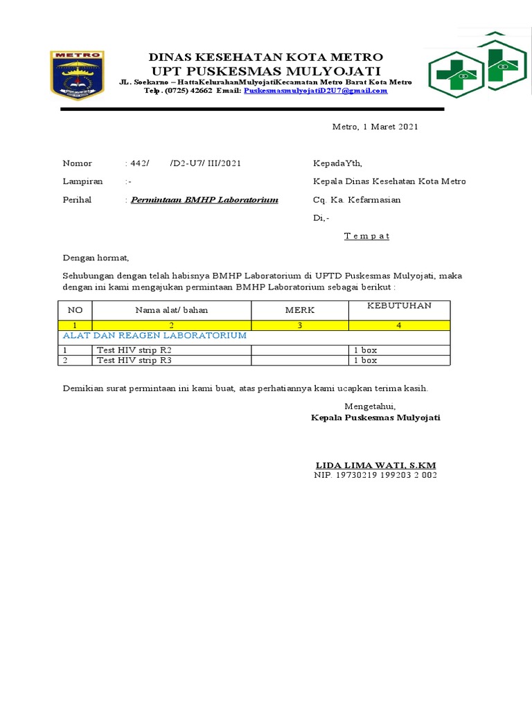 Permintaan BMHP LAB | PDF