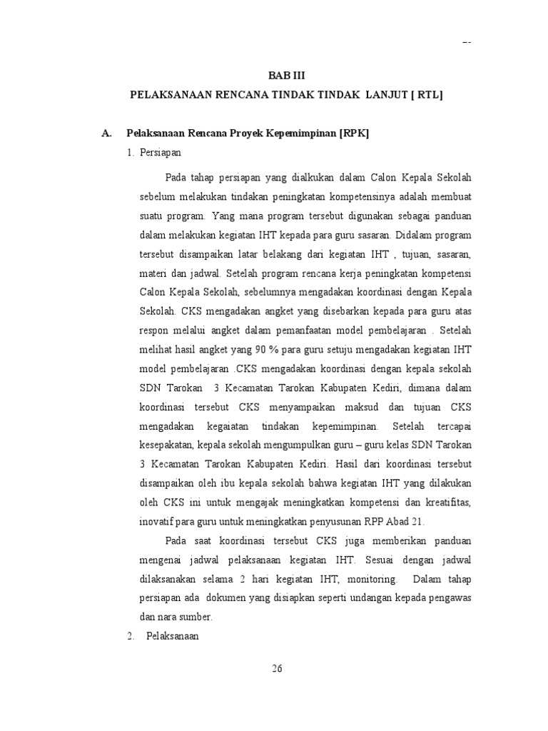Bab Iii Rencana Tindak Kepemimpinan | PDF