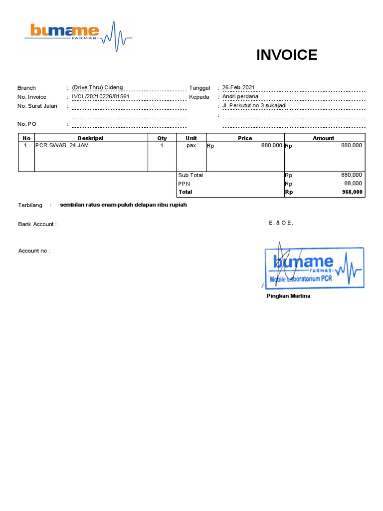 Invoice: No Deskripsi Qty Unit Price Amount | PDF