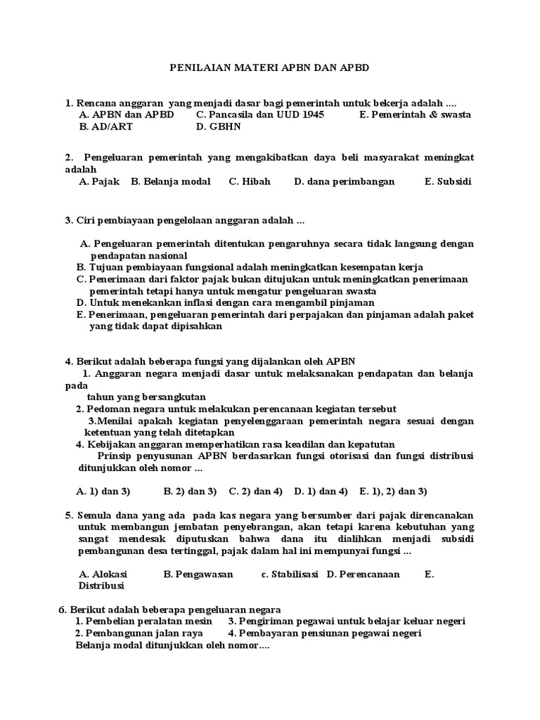 Soal Apbn Apbd | PDF