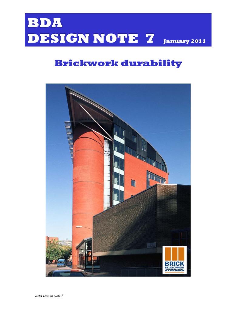 BDA Design Note 7: Brickwork Durability | PDF | Brick | Masonry