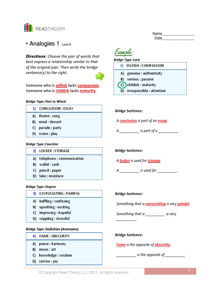Level 8 Analogies 1 | PDF