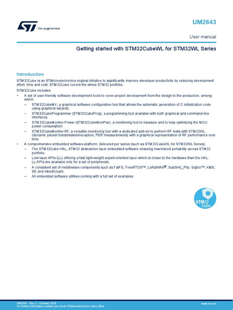 Getting Started With Stm32Cubewl For Stm32Wl Series: User Manual | PDF | Microcontroller ...