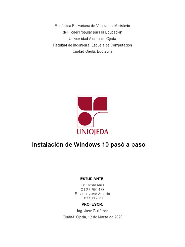 Instalación de Windows 10 Paso A Paso | PDF | Windows 10 | Microsoft ...