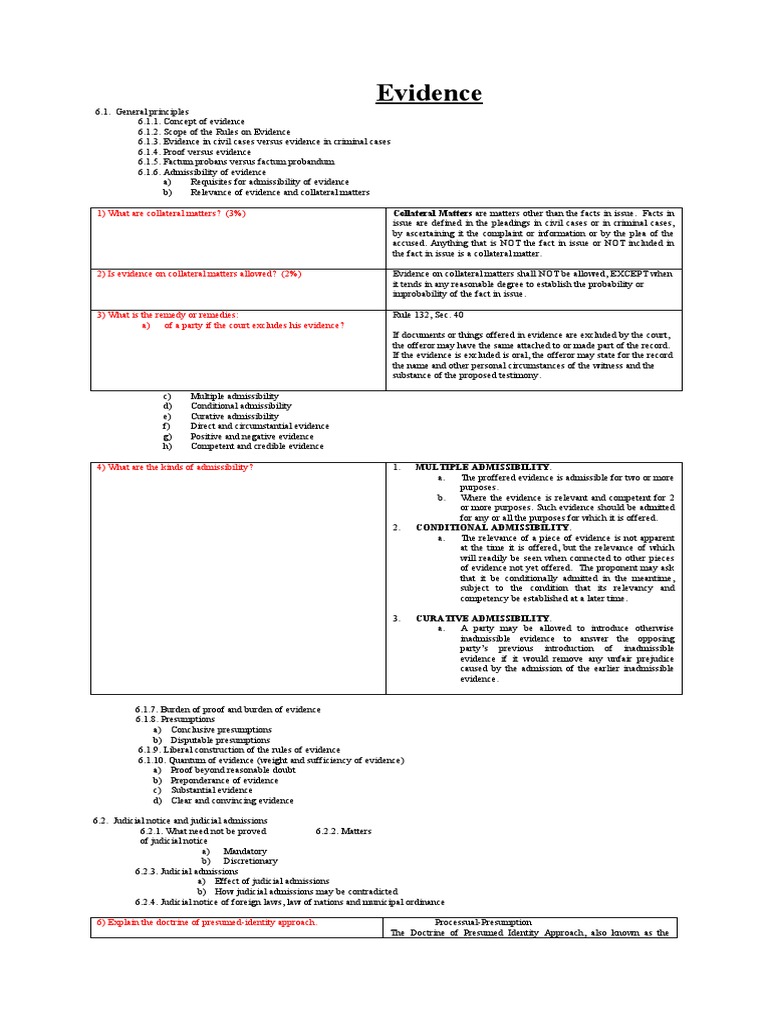 Evidence: Collateral Matters Are Matters Other Than The Facts in Issue ...