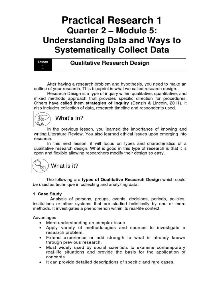 Practical Research 1: Quarter 2 - Module 5: Understanding Data and Ways ...