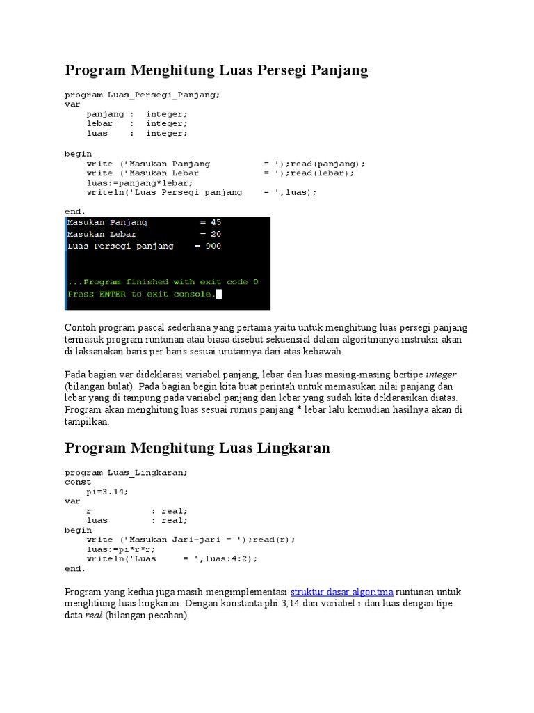 10 Contoh Program Pascal | PDF