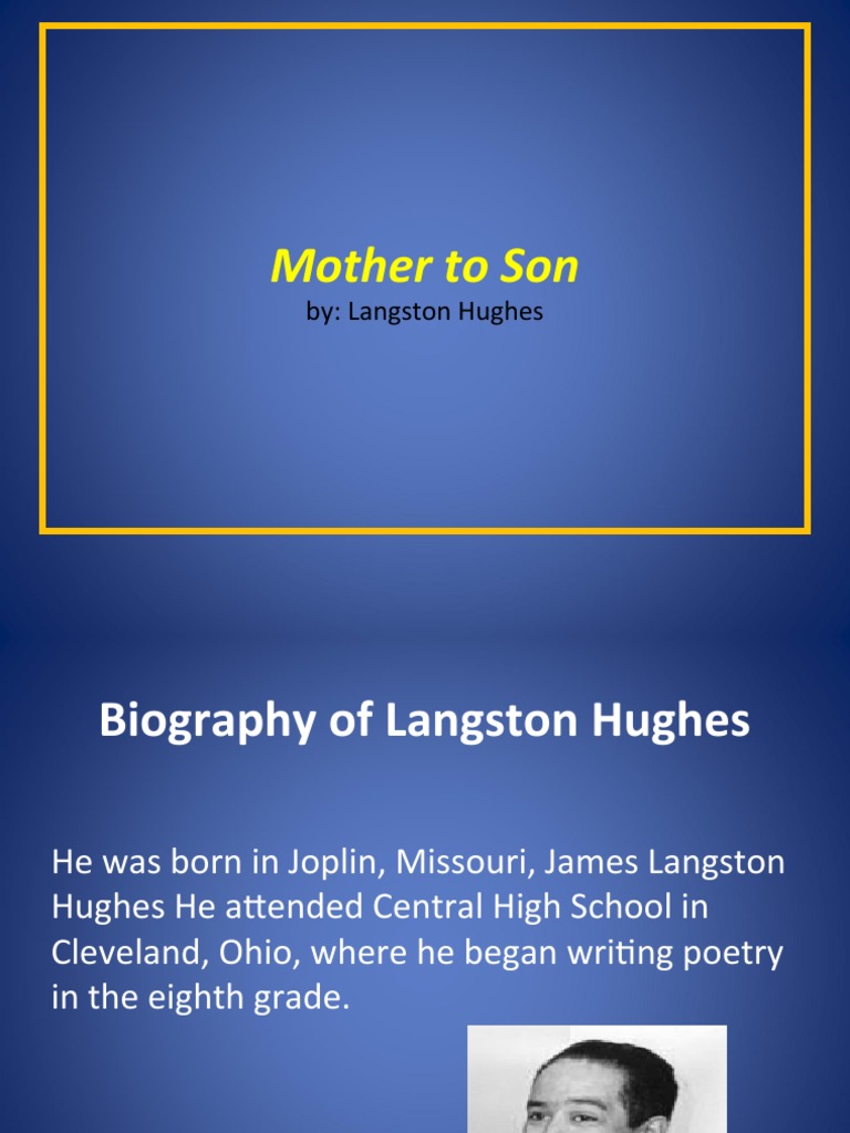 Mother To Son: By: Langston Hughes | PDF | Poetry