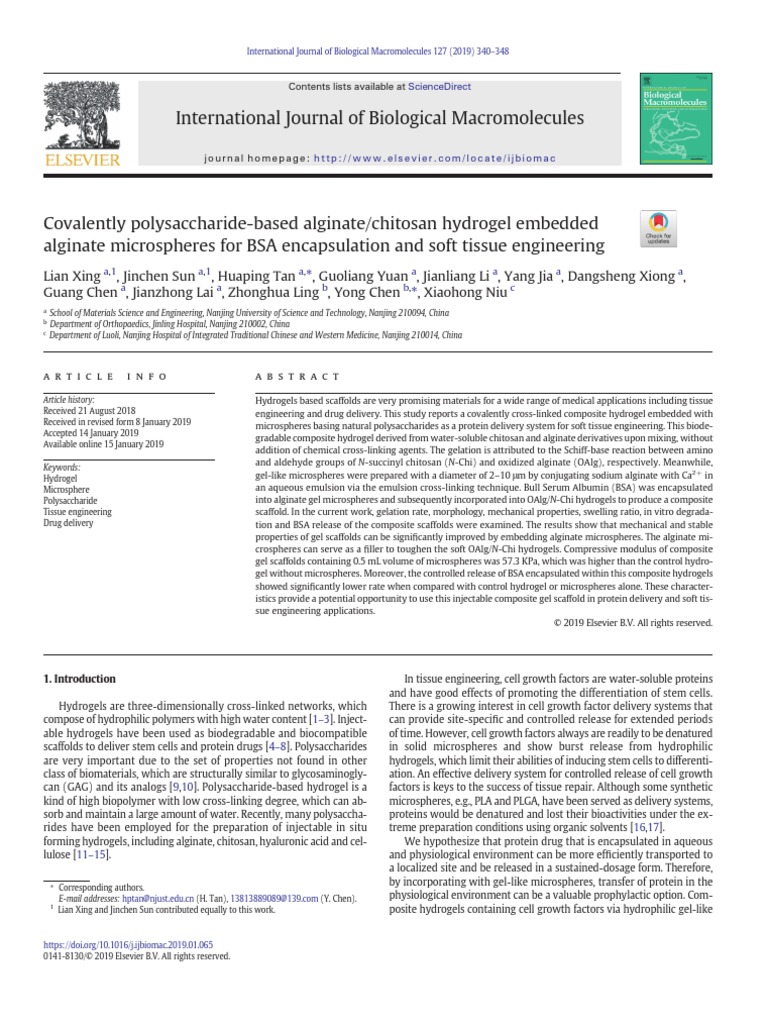 International Journal of Biological Macromolecules | PDF | Gel | Tissue ...