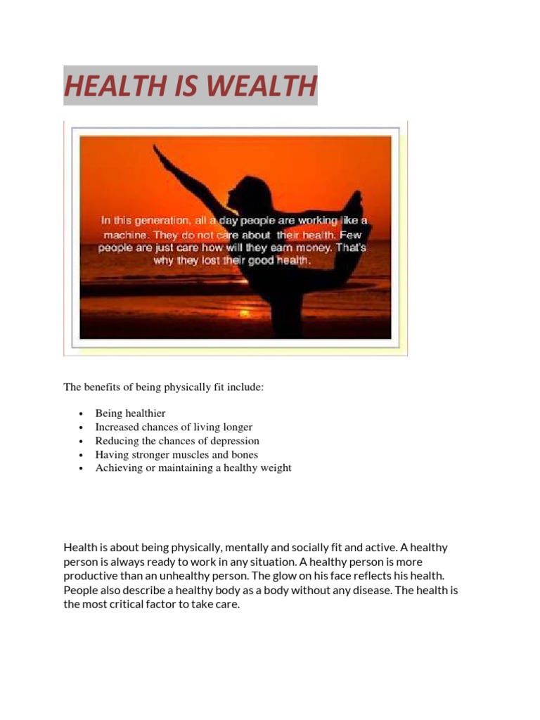 Health Is Wealth | PDF | Physical Fitness | Cardiovascular Diseases