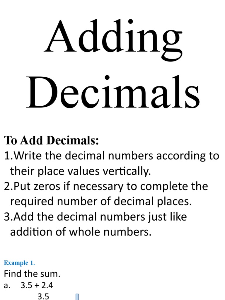 Adding Decimals | PDF