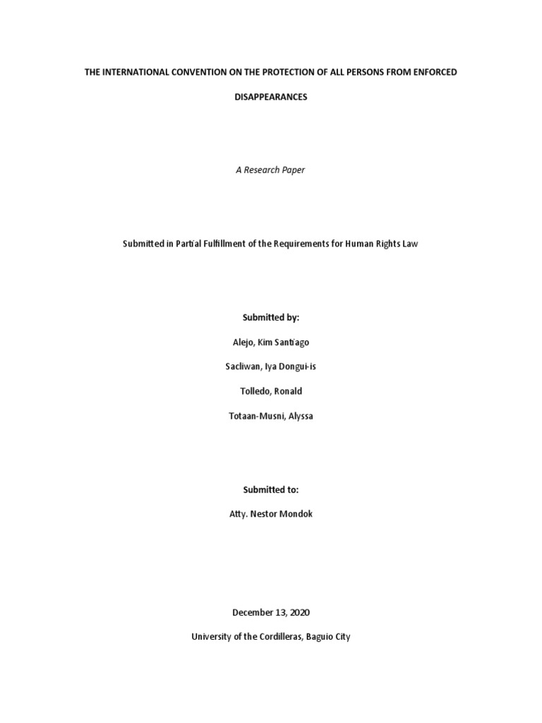International Convention For The Protection of All Persons From ...