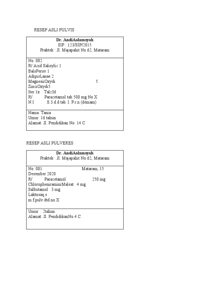 Resep Asli Pulvis Dan Pulveres | PDF