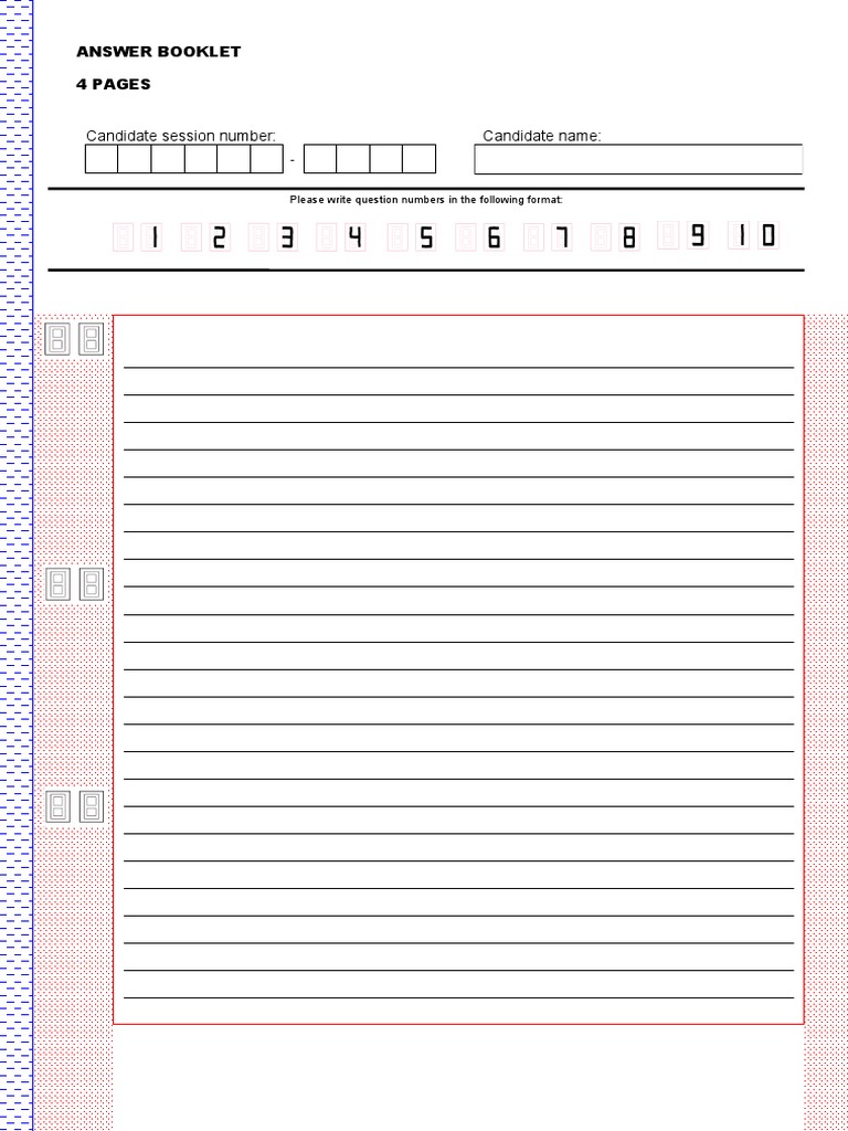 IB 4-Page Answer Booklet Template | PDF