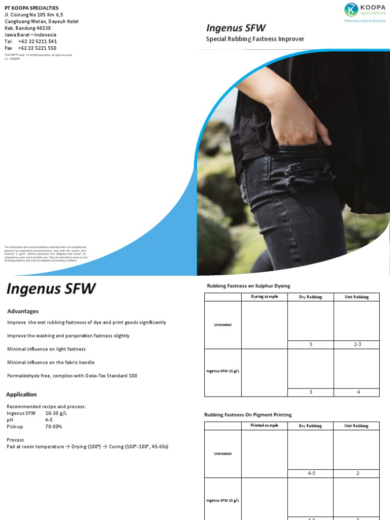 Ingenus SFW: Special Rubbing Fastness Improver | PDF