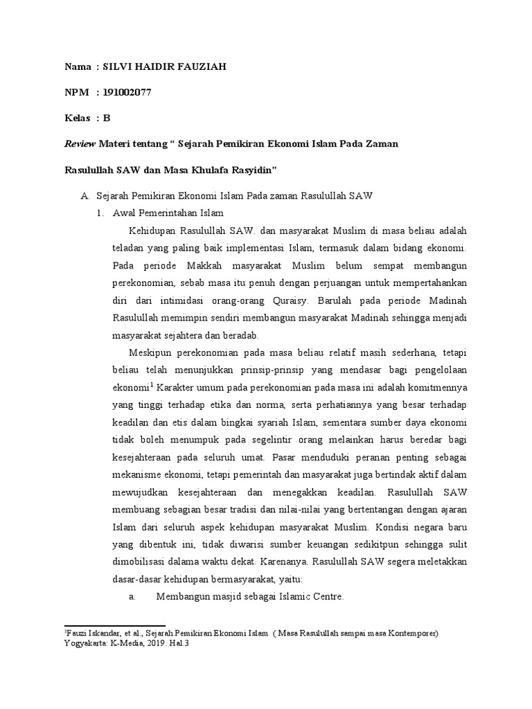 Sejarah Pemikiran Ekonomi Islam Pada Masa Rasulullah Dan Khulafaur ...