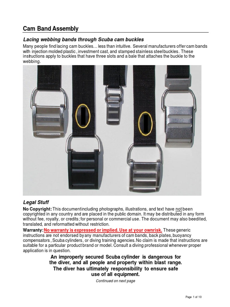Cam Band Assembly: Lacing Webbing Bands Through Scuba Cam Buckles | PDF ...
