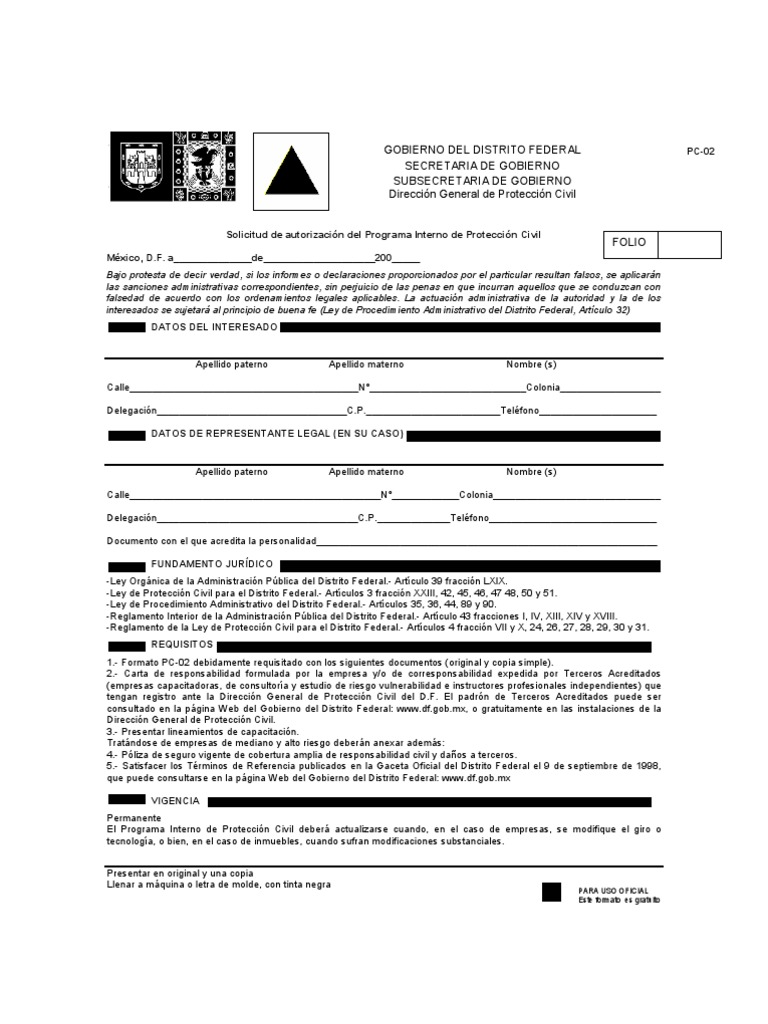 formato de protección civil