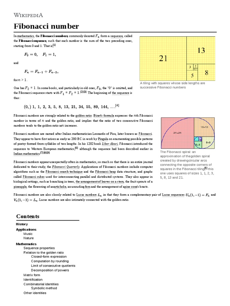 Fibonacci Number: History Applications | PDF | Number Theory | Mathematical Concepts