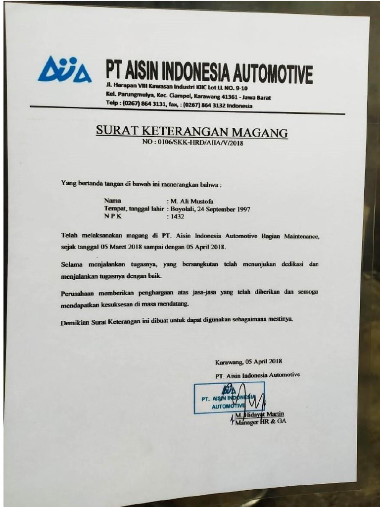 PT Aisin Indonesia Automotive | PDF