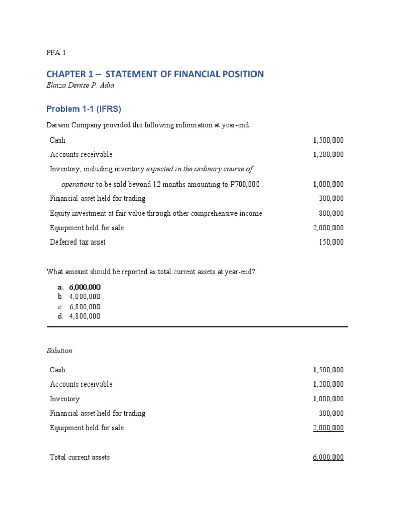 PFA 1 Chapter 1 Current Assets Solutions | PDF | Retained Earnings ...