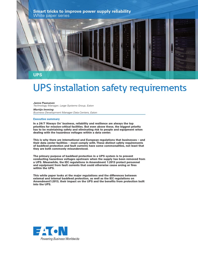 UPS Installation Safety Requirements: White Paper Series | PDF | Switch ...