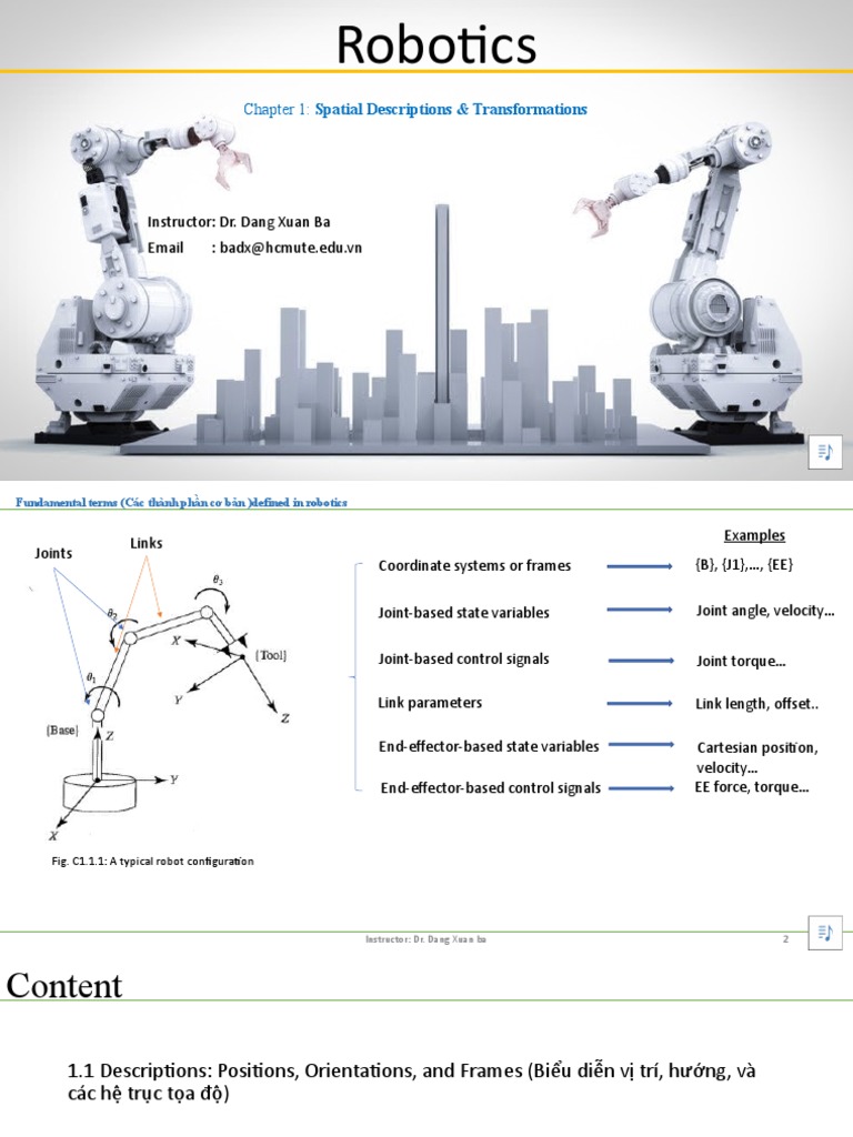 Robotics: Chapter 1: Spatial Descriptions & Transformations | PDF | Rotation | Spacetime