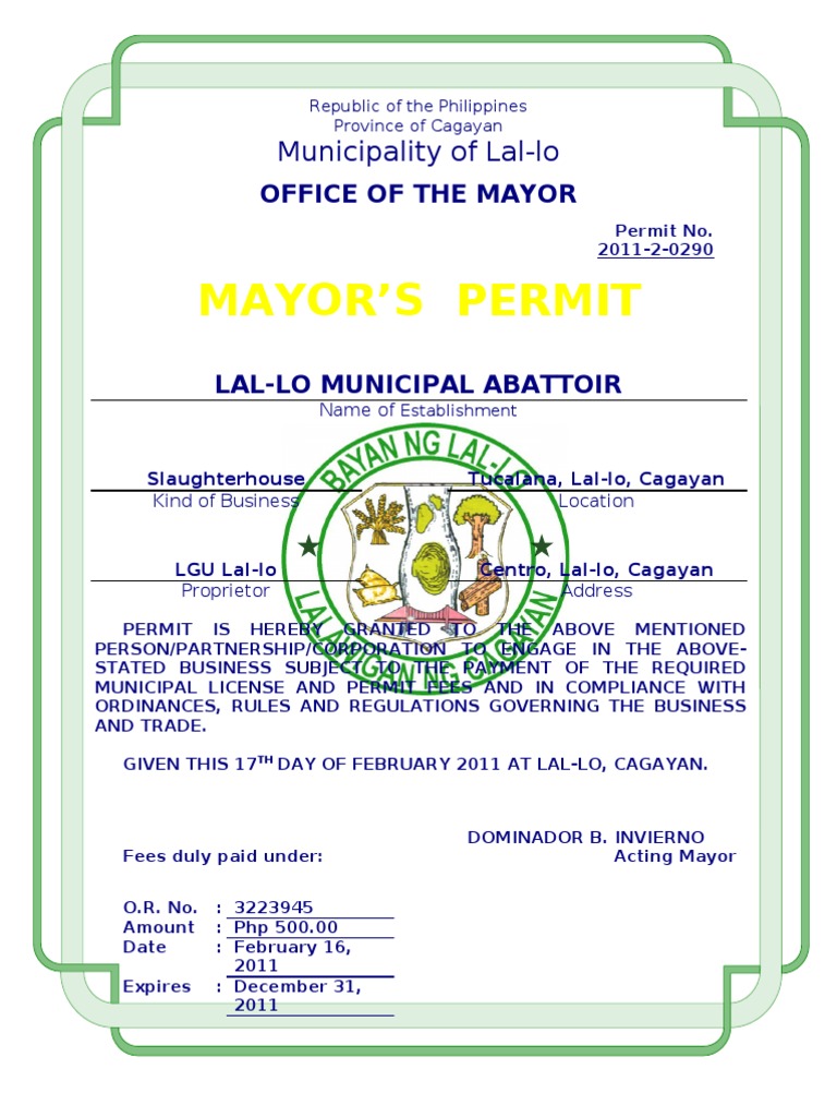 Business Permit - Blank | PDF