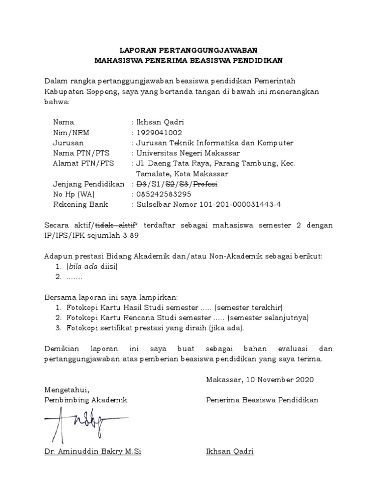 Format LPJ Mahasiswa Aktif | PDF