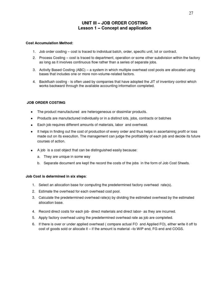 Job Order Costing Overview and Process | PDF | Cost Of Goods Sold ...