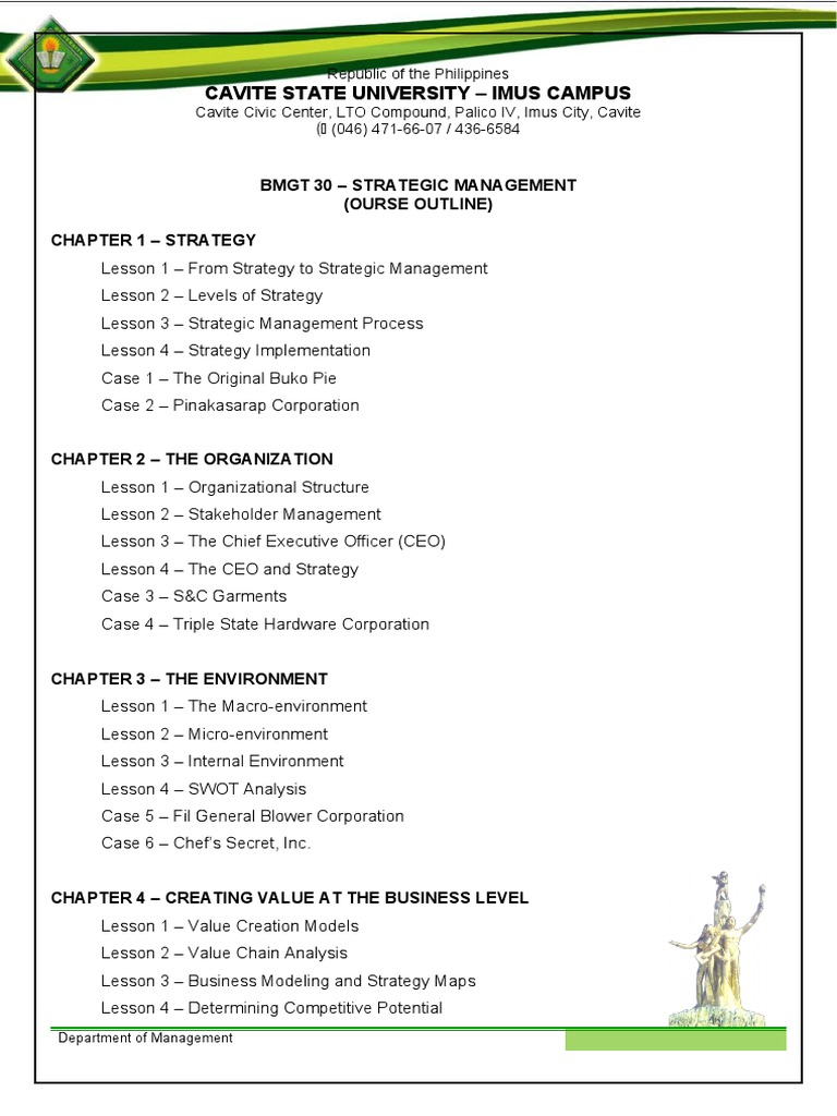 Strategic Management Course Outline | PDF | Strategic Management ...