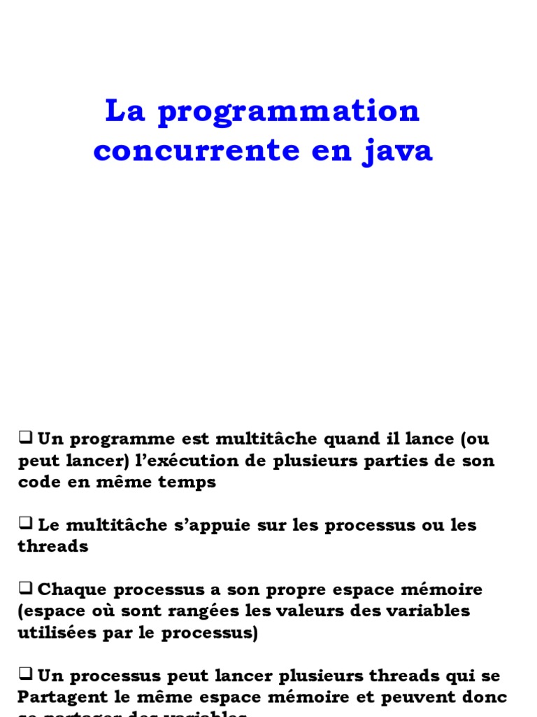 Programmation Concurrente Java | PDF | Thread (informatique) | Programmation informatique