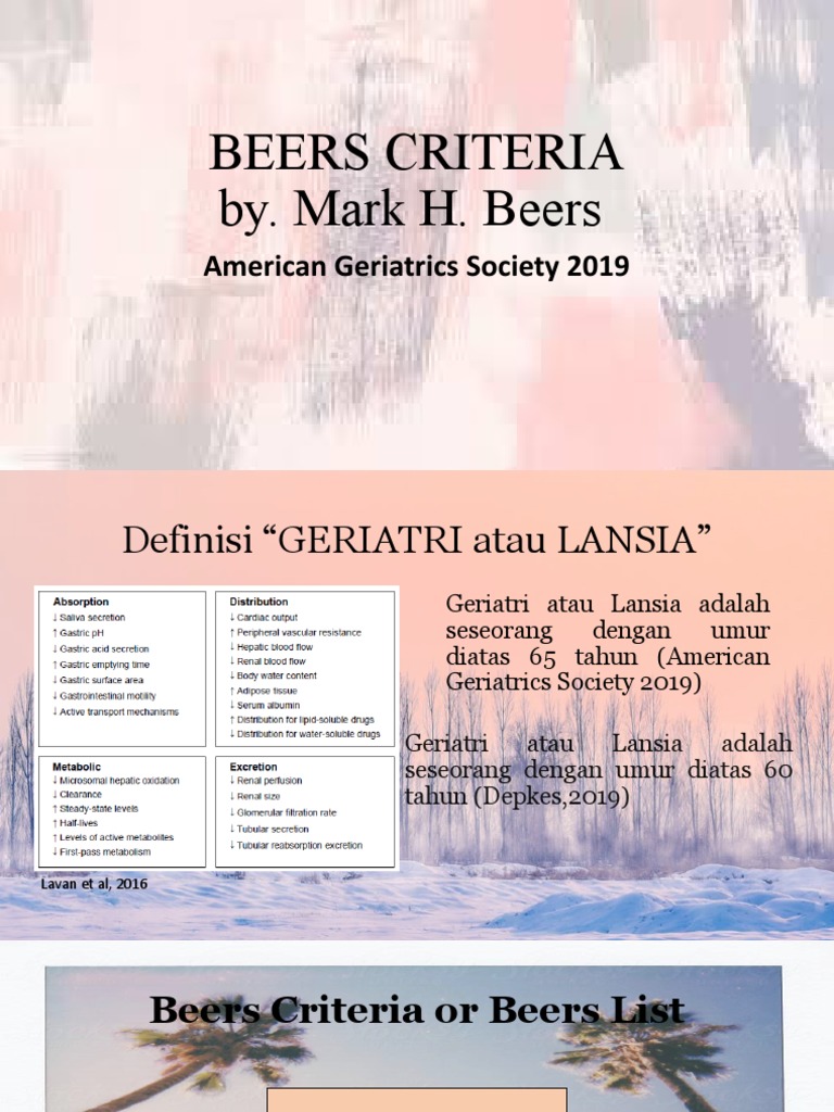 Beers Criteria By. Mark H. Beers: American Geriatrics Society 2019 ...
