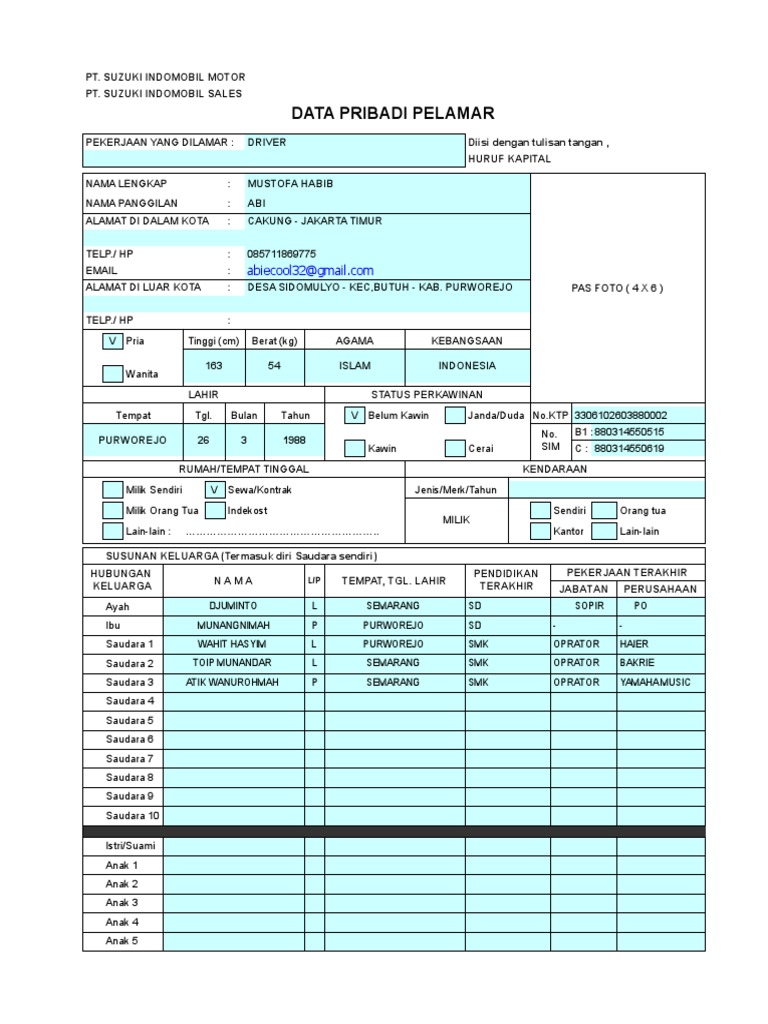 Form - DPP - Versi Indonesia | PDF