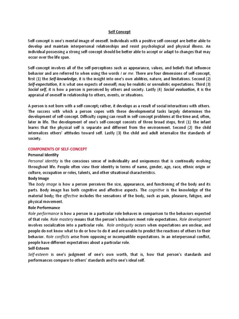 Components of Self-Concept | PDF | Self Concept | Stress (Biology)