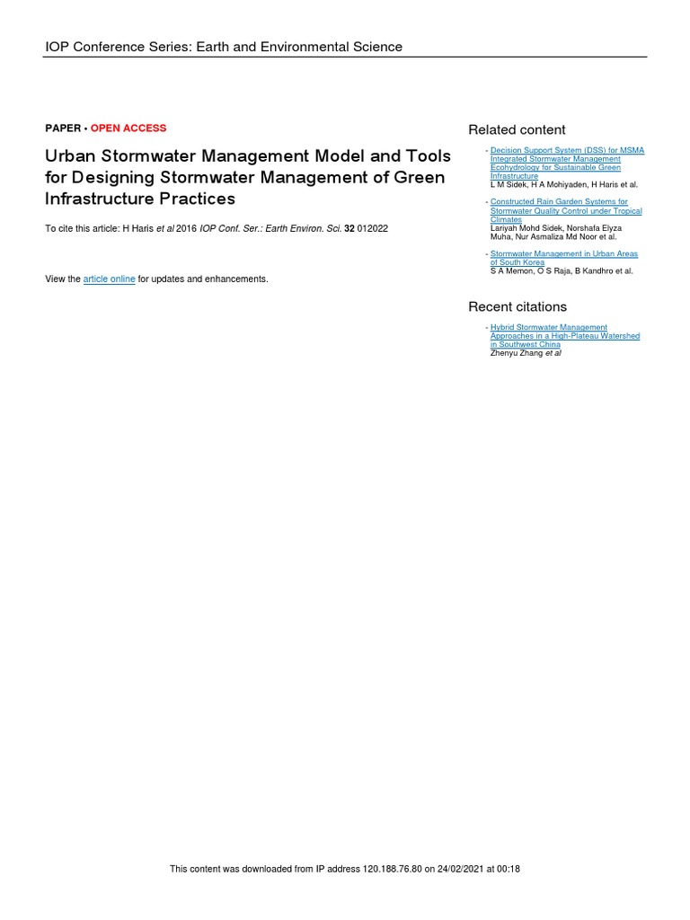 Urban Stormwater Management Model and Tools For Designing Stormwater ...