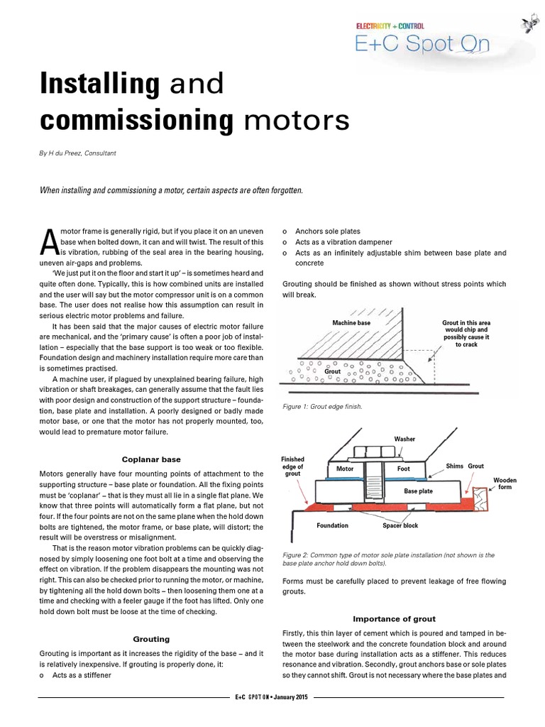 Installing and Commissioning Motors | PDF | Electric Motor | Bearing ...