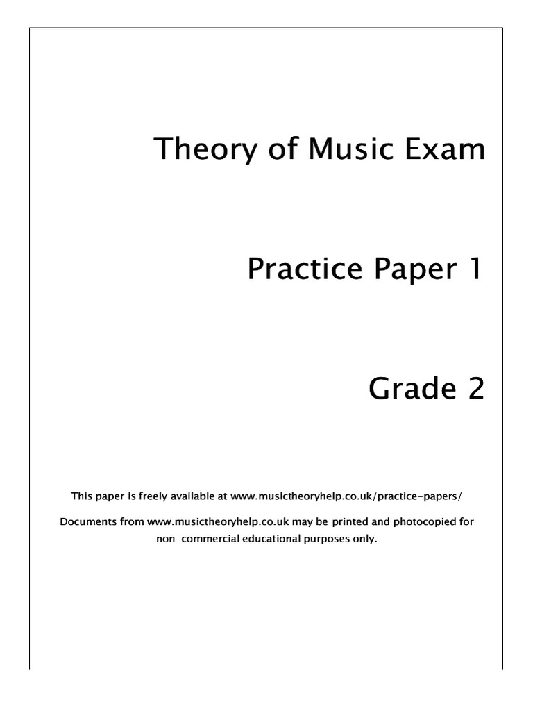 Grade 2 Music Theory Practice Paper | PDF | Interval (Music) | Scale ...