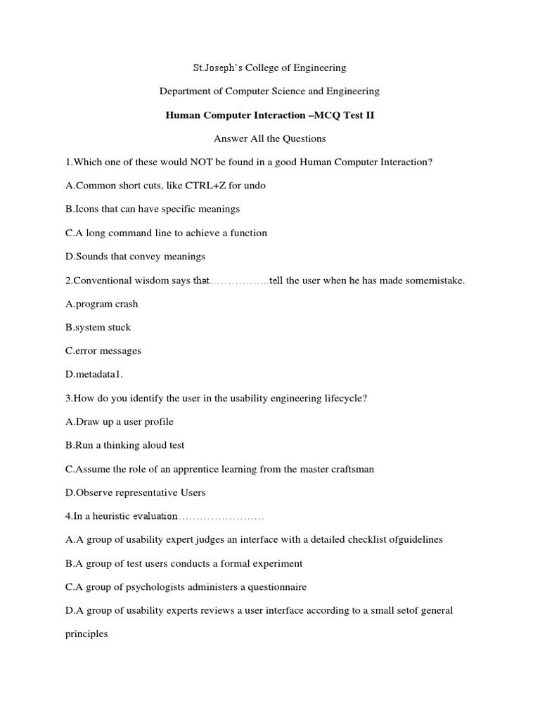 2 Hci MCQ | PDF | Usability | Human–Computer Interaction 2 Hci MCQ | PDF | Usability | Human–Computer Interaction