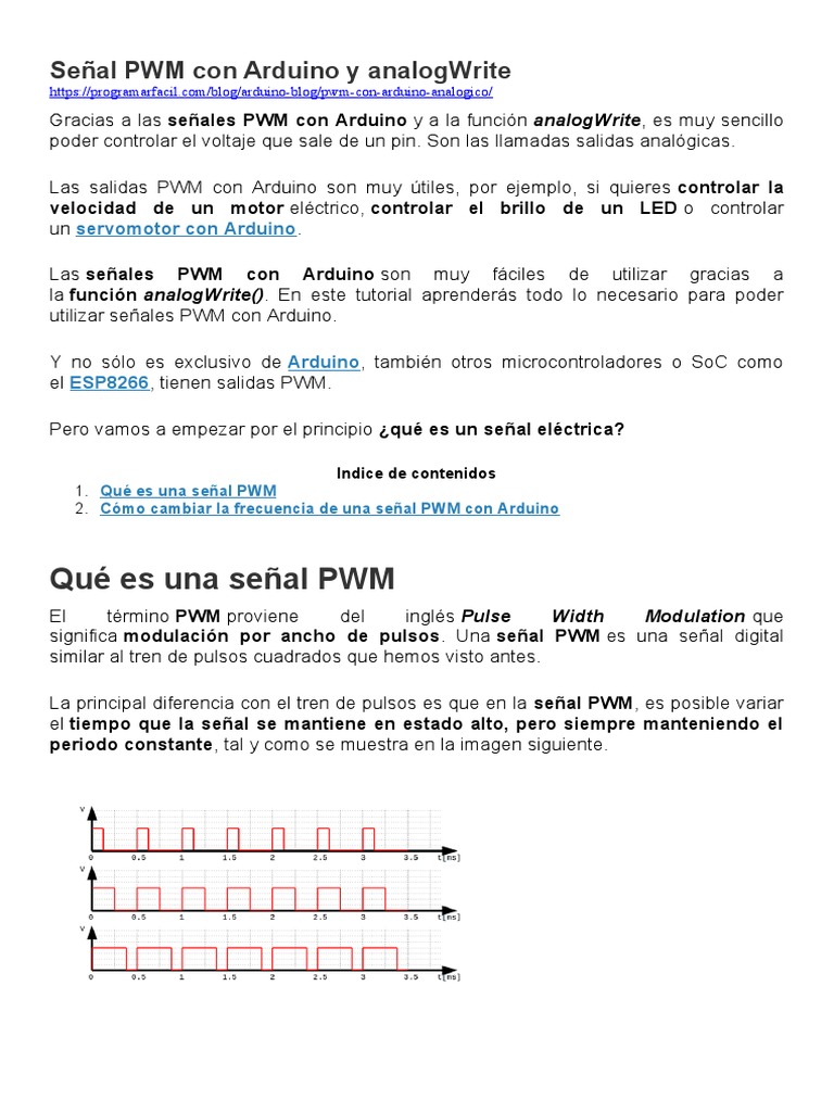 Señal PWM Con Arduino y Analogwrite | PDF | Transistor de unión bipolar | Arduino
