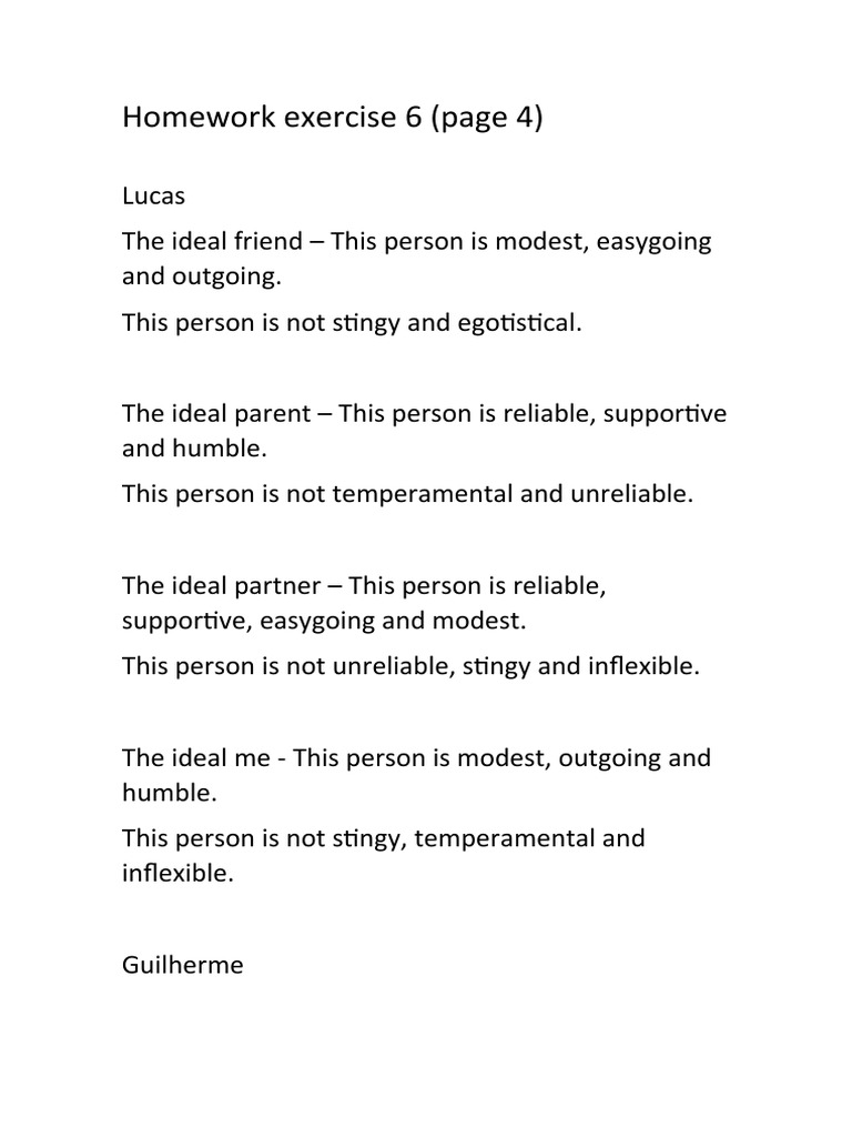 Homework Exercise 6 (Page 4) | PDF | Self-Improvement | Wellness