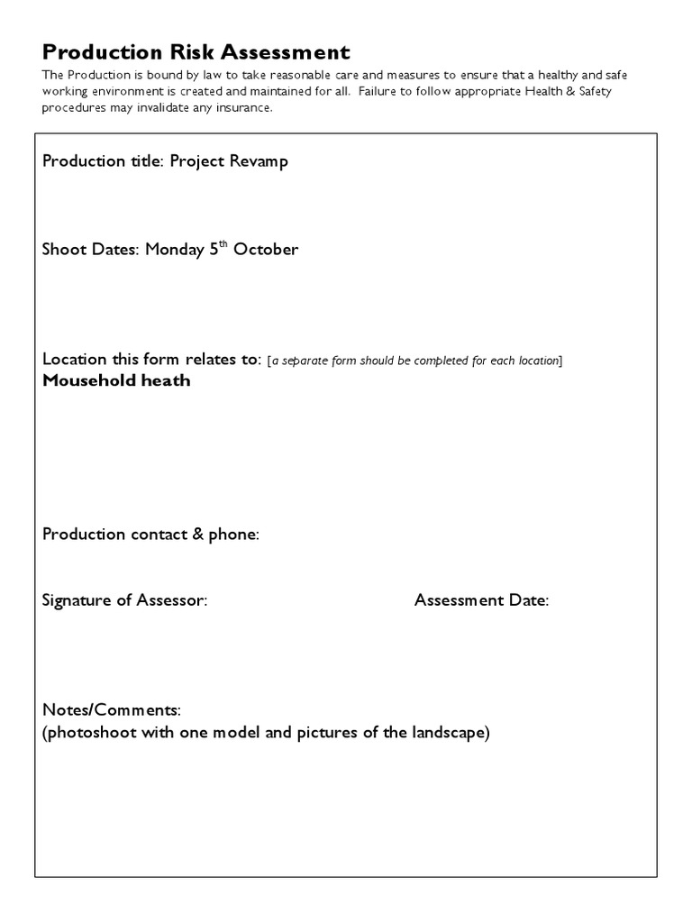 Production Risk Assessment | PDF | Hazards | Risk Assessment