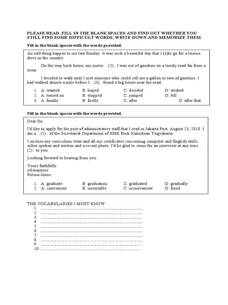 Vocabulary Practice and Application Test | PDF | Home & Garden