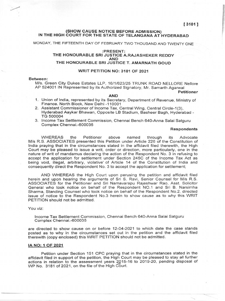 HC Settlement Commission Order | PDF | Public Law | Judiciaries